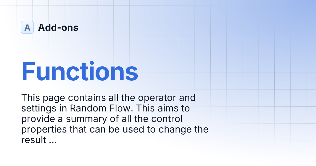 Functions | Add-ons